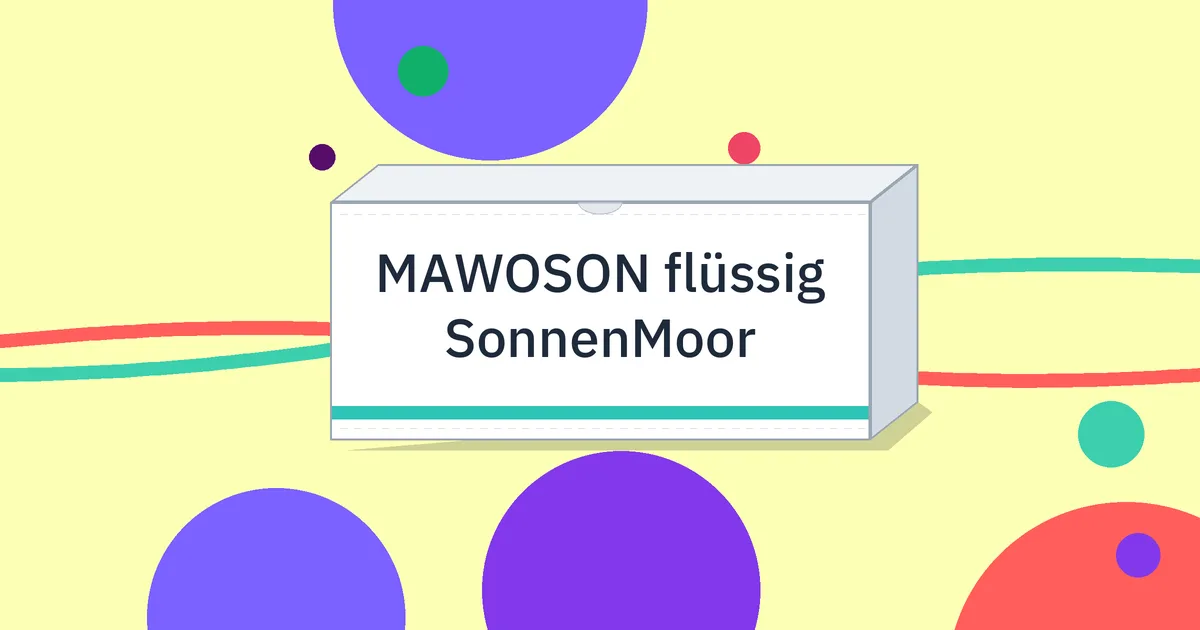 Symbolbild: Packung mit der Aufschrift MAWOSON flüssig SonnenMoor (PZN 03683867) – Verfügbarkeit und Bezug in Apotheken in Frankfurt am Main
