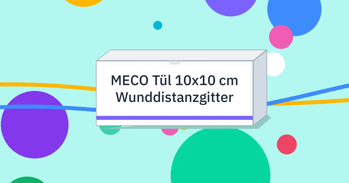 Symbolbild: Packung mit der Aufschrift MECO Tül 10x10 cm Wunddistanzgitter (PZN 20271712) – Verfügbarkeit und Bezug in Apotheken in Frankfurt am Main