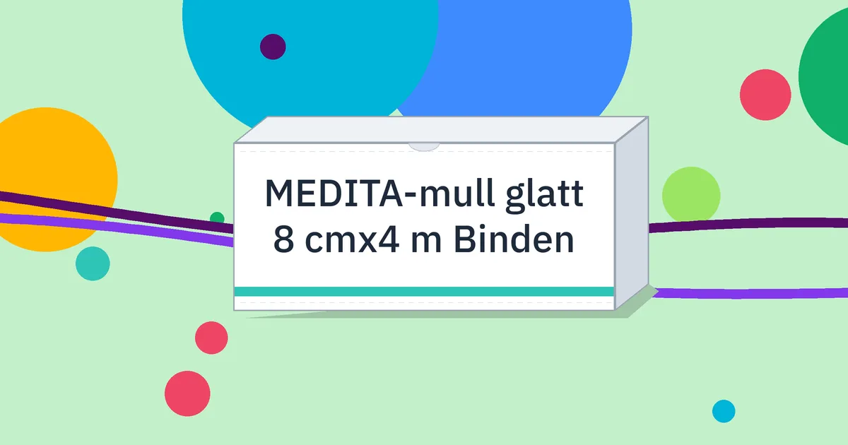 Symbolbild: Packung mit der Aufschrift MEDITA-mull glatt 8 cmx4 m Binden (PZN 19451863) – Verfügbarkeit und Bezug in Apotheken in Frankfurt am Main
