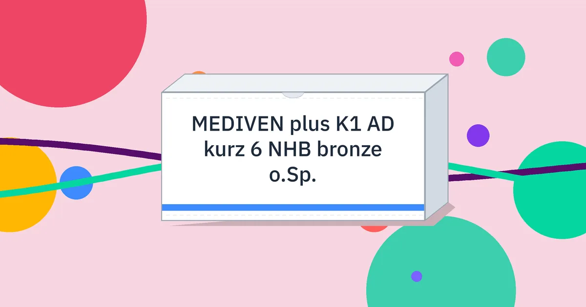 Symbolbild: Packung mit der Aufschrift MEDIVEN plus K1 AD kurz 6 NHB bronze o.Sp. (PZN 15898283) – Verfügbarkeit und Bezug in Apotheken in Frankfurt am Main