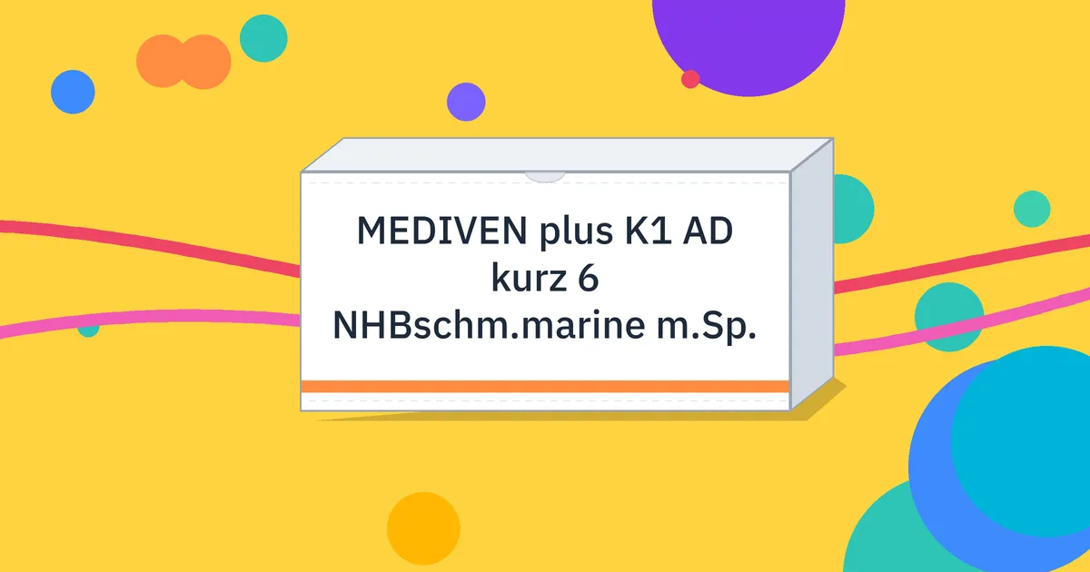 Symbolbild: Packung mit der Aufschrift MEDIVEN plus K1 AD kurz 6 NHBschm.marine m.Sp. (PZN 15899928) – Verfügbarkeit und Bezug in Apotheken in Frankfurt am Main