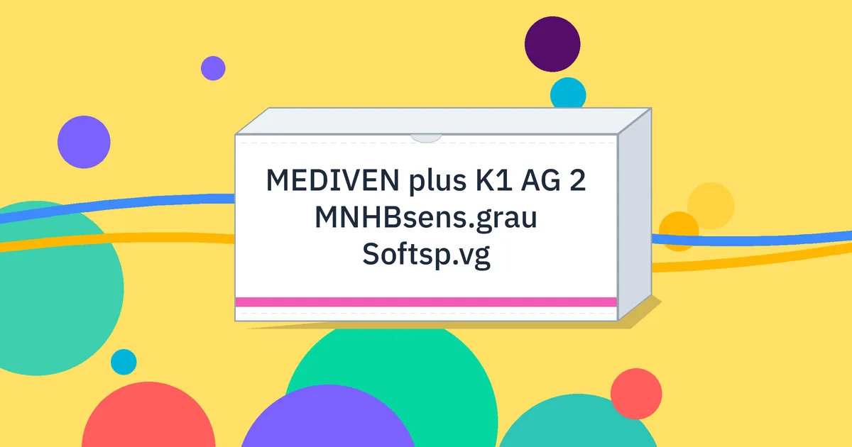 Symbolbild: Packung mit der Aufschrift MEDIVEN plus K1 AG 2 MNHBsens.grau Softsp.vg (PZN 18940844) – Verfügbarkeit und Bezug in Apotheken in Frankfurt am Main