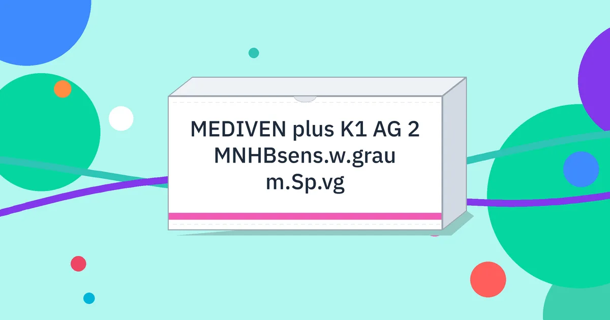 Symbolbild: Packung mit der Aufschrift MEDIVEN plus K1 AG 2 MNHBsens.w.grau m.Sp.vg (PZN 18941223) – Verfügbarkeit und Bezug in Apotheken in Frankfurt am Main