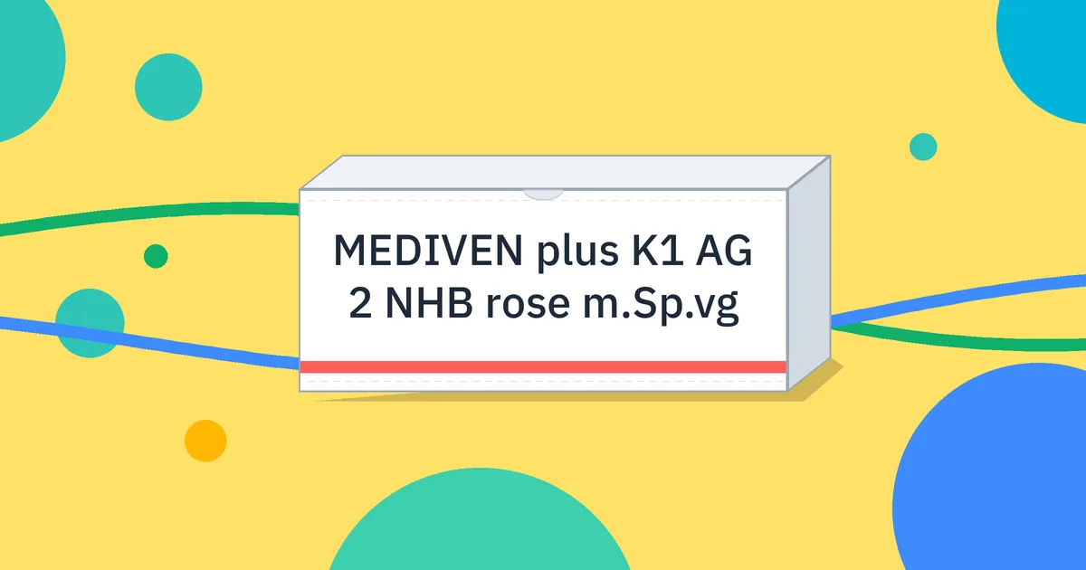Symbolbild: Packung mit der Aufschrift MEDIVEN plus K1 AG 2 NHB rose m.Sp.vg (PZN 15921728) – Verfügbarkeit und Bezug in Apotheken in Frankfurt am Main