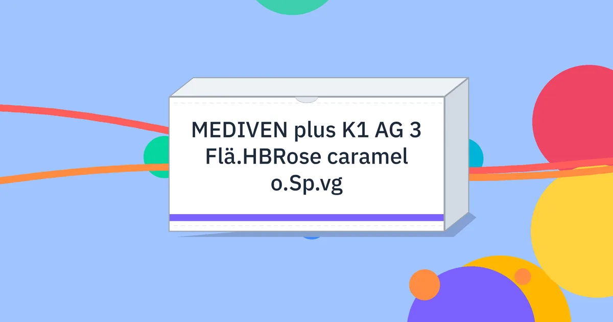 Symbolbild: Packung mit der Aufschrift MEDIVEN plus K1 AG 3 Flä.HBRose caramel o.Sp.vg (PZN 15912712) – Verfügbarkeit und Bezug in Apotheken in Frankfurt am Main