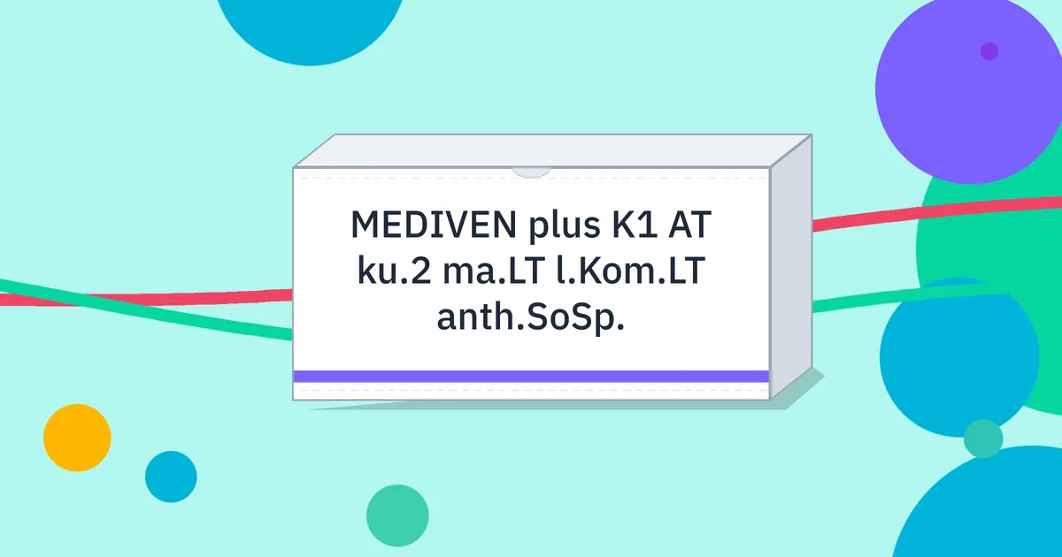 Symbolbild: Packung mit der Aufschrift MEDIVEN plus K1 AT ku.2 ma.LT l.Kom.LT anth.SoSp. (PZN 15071589) – Verfügbarkeit und Bezug in Apotheken in Frankfurt am Main