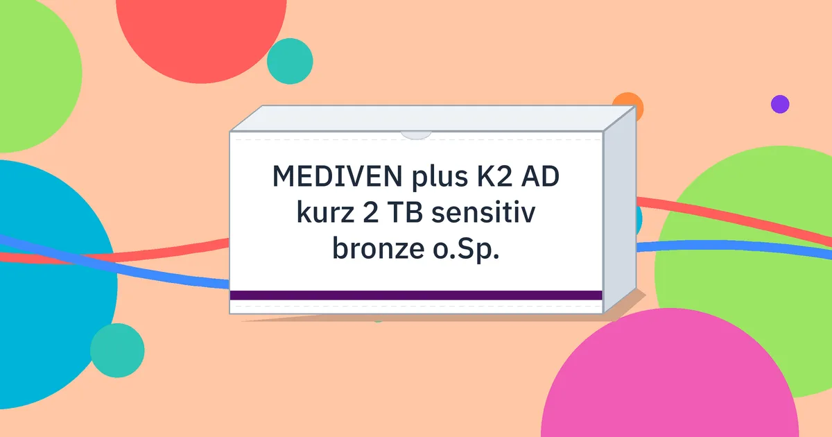 Symbolbild: Packung mit der Aufschrift MEDIVEN plus K2 AD kurz 2 TB sensitiv bronze o.Sp. (PZN 15106690) – Verfügbarkeit und Bezug in Apotheken in Frankfurt am Main