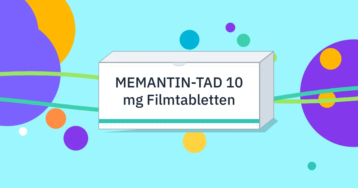 Symbolbild: Packung mit der Aufschrift MEMANTIN-TAD 10 mg Filmtabletten (PZN 18739728) – Verfügbarkeit und Bezug in Apotheken in Frankfurt am Main