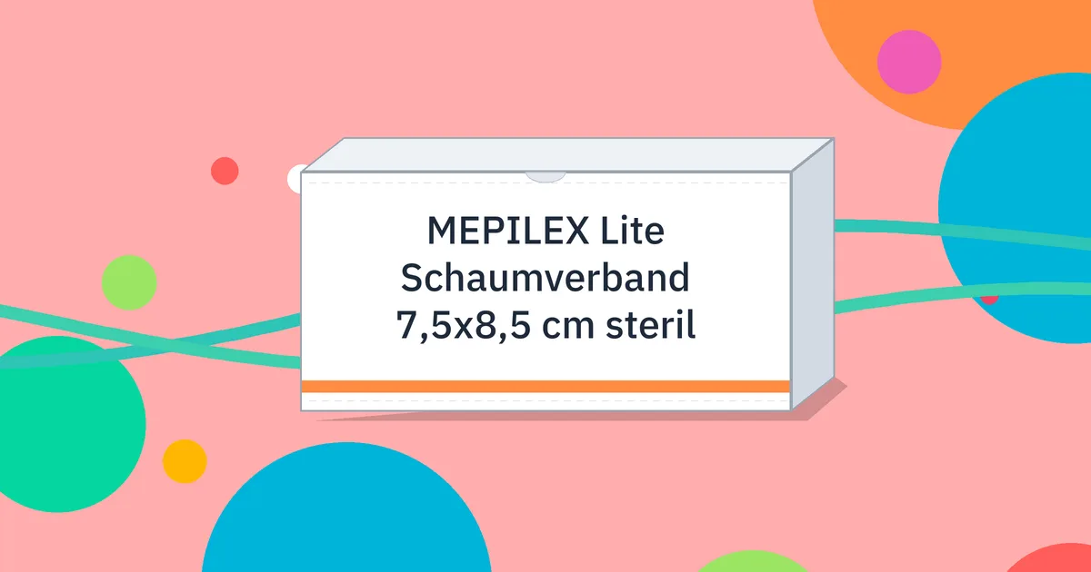 Symbolbild: Packung mit der Aufschrift MEPILEX Lite Schaumverband 7,5x8,5 cm steril (PZN 17434820) – Verfügbarkeit und Bezug in Apotheken in Frankfurt am Main