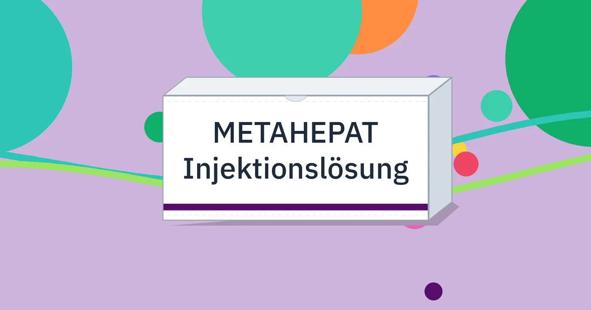 Symbolbild: Packung mit der Aufschrift METAHEPAT Injektionslösung (PZN 02417106) – Verfügbarkeit und Bezug in Apotheken in Frankfurt am Main