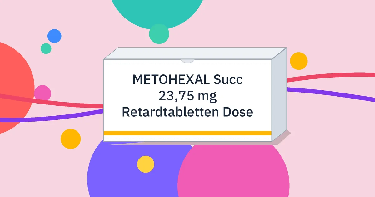 Symbolbild: Packung mit der Aufschrift METOHEXAL Succ 23,75 mg Retardtabletten Dose (PZN 17420806) – Verfügbarkeit und Bezug in Apotheken in Frankfurt am Main