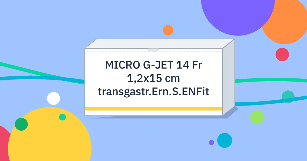 Symbolbild: Packung mit der Aufschrift MICRO G-JET 14 Fr 1,2x15 cm transgastr.Ern.S.ENFit (PZN 17818041) – Verfügbarkeit und Bezug in Apotheken in Frankfurt am Main