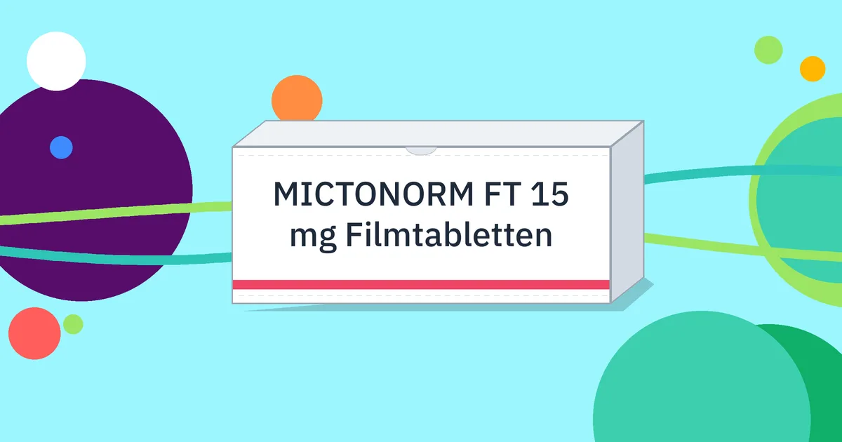 Symbolbild: Packung mit der Aufschrift MICTONORM FT 15 mg Filmtabletten (PZN 19061688) – Verfügbarkeit und Bezug in Apotheken in Frankfurt am Main