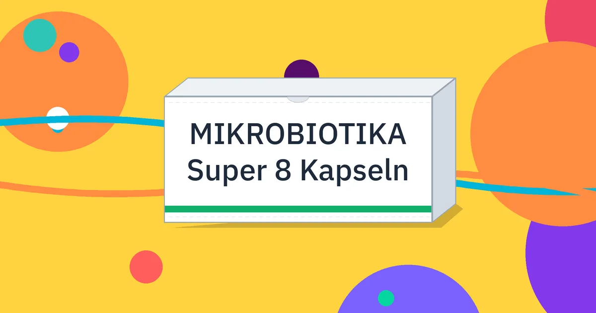 Symbolbild: Packung mit der Aufschrift MIKROBIOTIKA Super 8 Kapseln (PZN 10980123) – Verfügbarkeit und Bezug in Apotheken in Frankfurt am Main