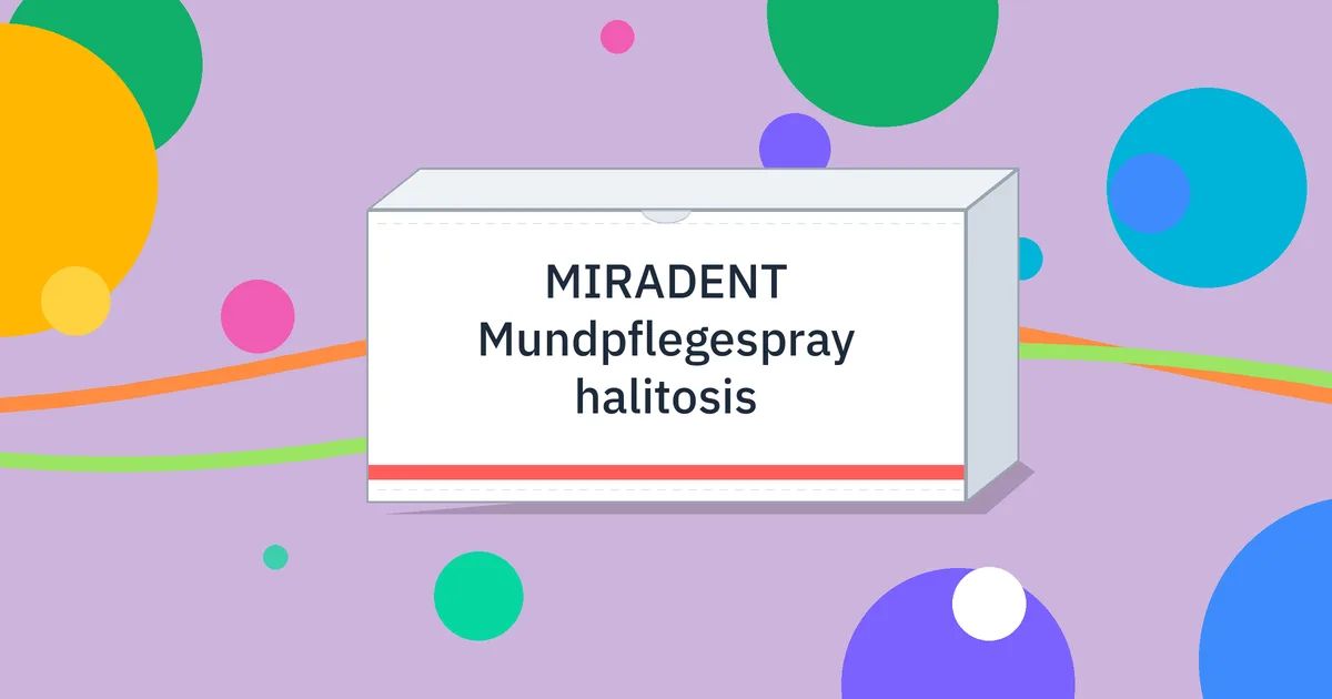 Symbolbild: Packung mit der Aufschrift MIRADENT Mundpflegespray halitosis (PZN 09067589) – Verfügbarkeit und Bezug in Apotheken in Frankfurt am Main