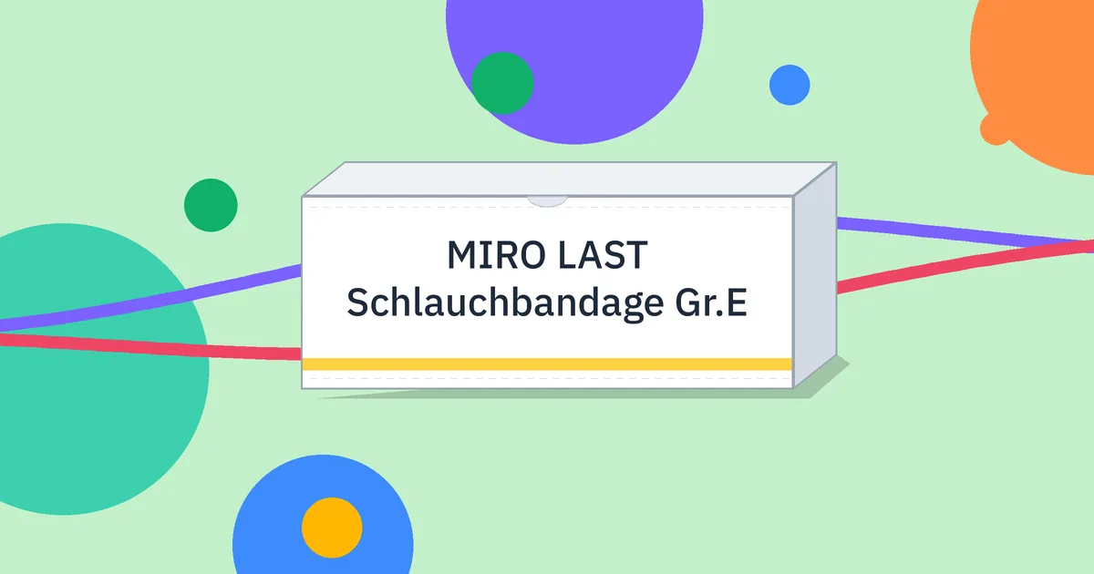 Symbolbild: Packung mit der Aufschrift MIRO LAST Schlauchbandage Gr.E (PZN 06855688) – Verfügbarkeit und Bezug in Apotheken in Frankfurt am Main