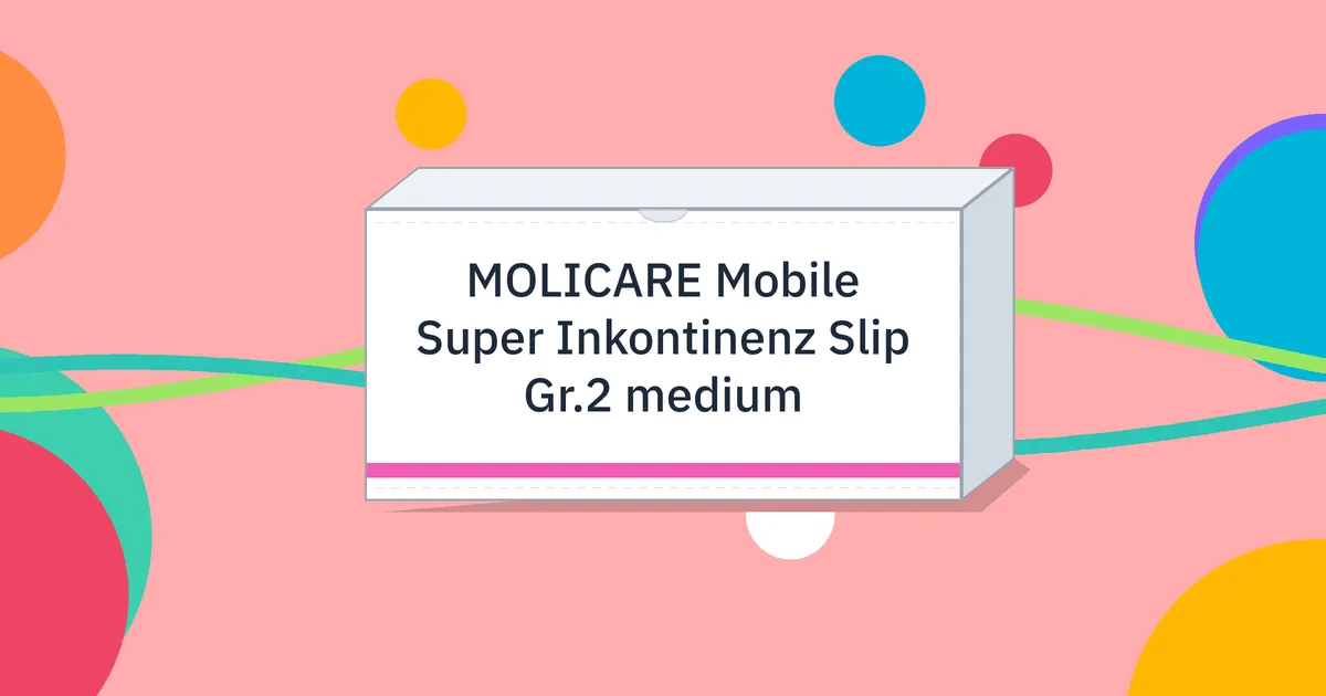 Symbolbild: Packung mit der Aufschrift MOLICARE Mobile Super Inkontinenz Slip Gr.2 medium (PZN 10792686) – Verfügbarkeit und Bezug in Apotheken in Frankfurt am Main