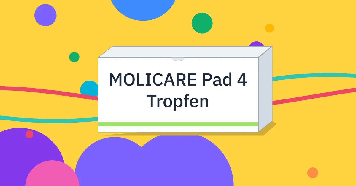 Symbolbild: Packung mit der Aufschrift MOLICARE Pad 4 Tropfen (PZN 18683531) – Verfügbarkeit und Bezug in Apotheken in Frankfurt am Main