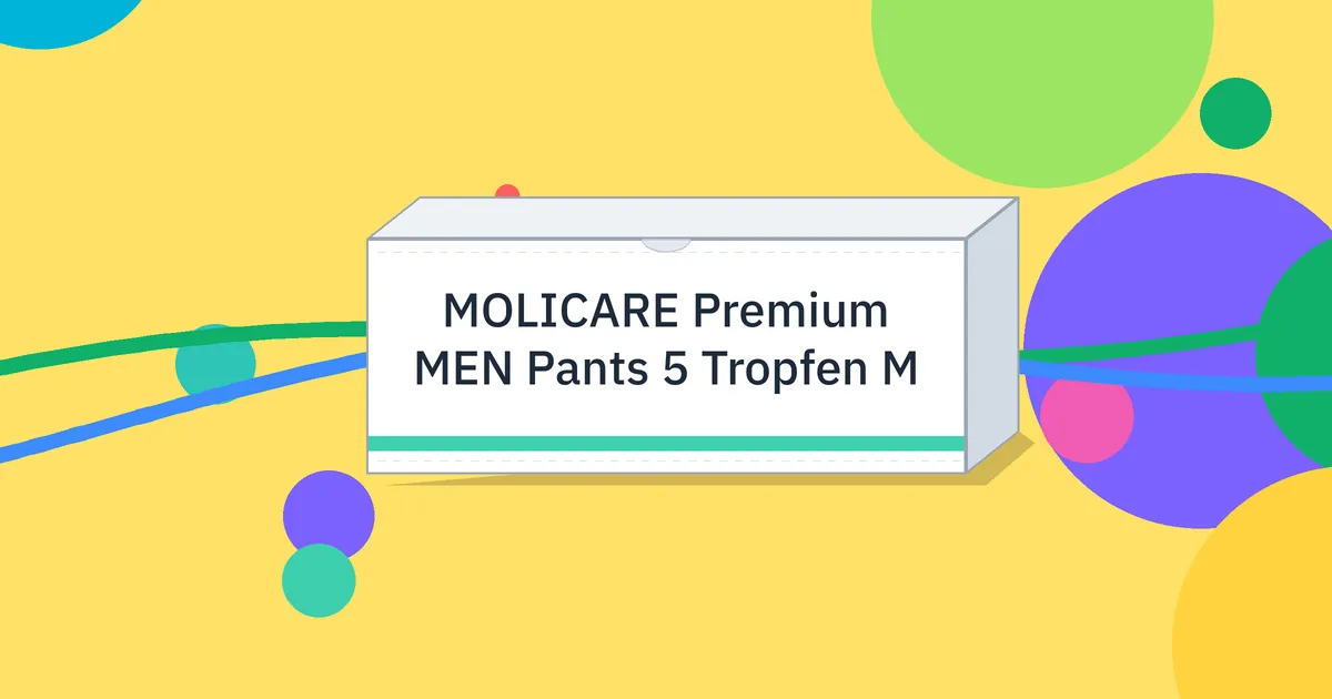 Symbolbild: Packung mit der Aufschrift MOLICARE Premium MEN Pants 5 Tropfen M (PZN 15567362) – Verfügbarkeit und Bezug in Apotheken in Frankfurt am Main