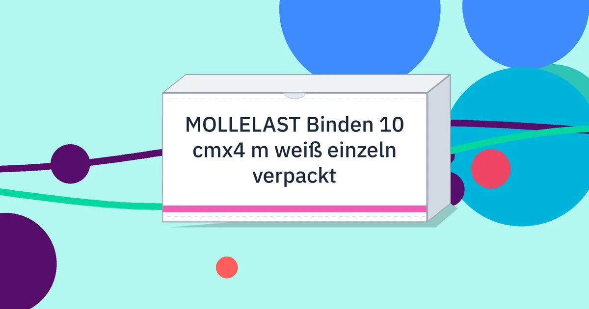 Symbolbild: Packung mit der Aufschrift MOLLELAST Binden 10 cmx4 m weiß einzeln verpackt (PZN 19702733) – Verfügbarkeit und Bezug in Apotheken in Frankfurt am Main