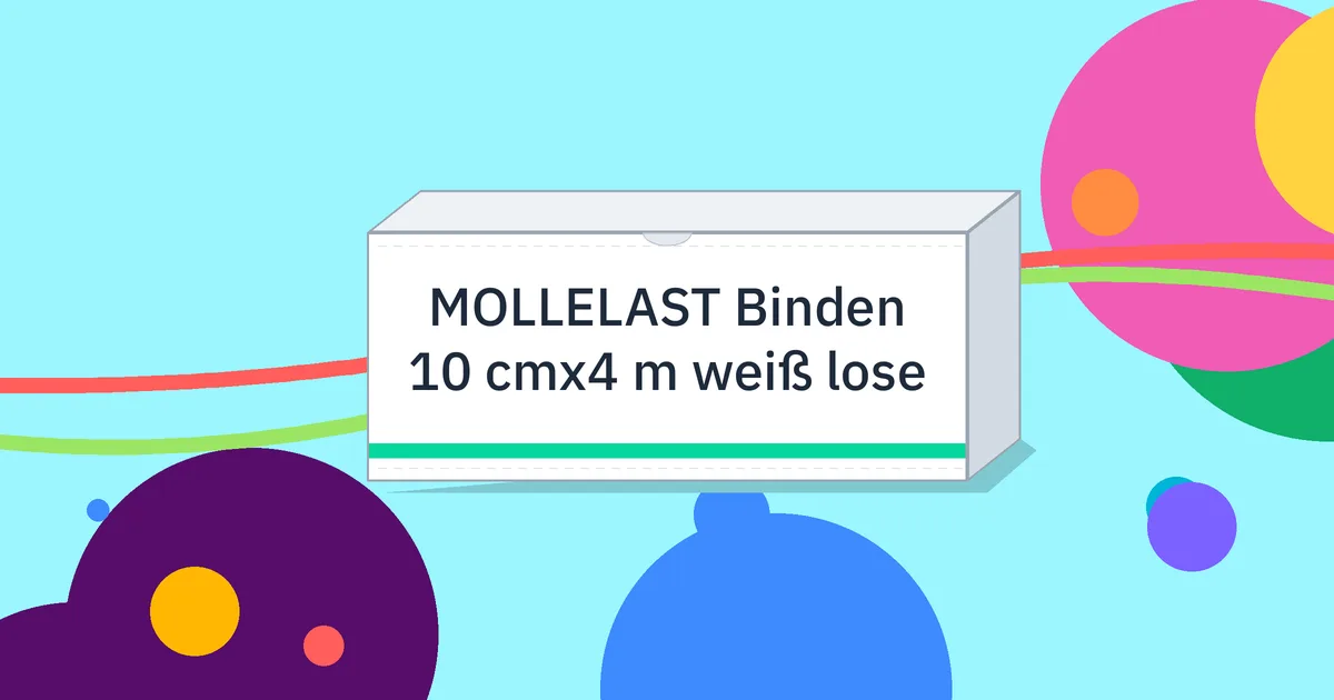 Symbolbild: Packung mit der Aufschrift MOLLELAST Binden 10 cmx4 m weiß lose (PZN 17833098) – Verfügbarkeit und Bezug in Apotheken in Frankfurt am Main