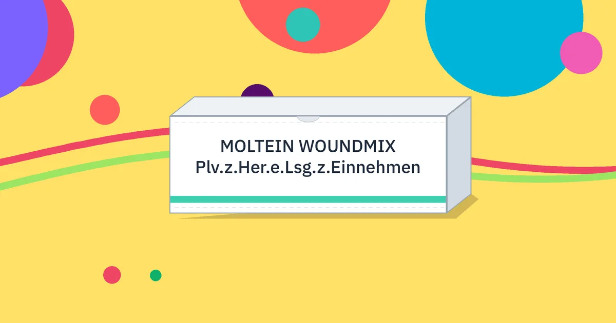 Symbolbild: Packung mit der Aufschrift MOLTEIN WOUNDMIX Plv.z.Her.e.Lsg.z.Einnehmen (PZN 20407790) – Verfügbarkeit und Bezug in Apotheken in Frankfurt am Main