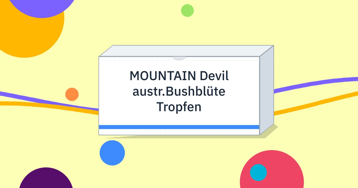 Symbolbild: Packung mit der Aufschrift MOUNTAIN Devil austr.Bushblüte Tropfen (PZN 06126682) – Verfügbarkeit und Bezug in Apotheken in Frankfurt am Main