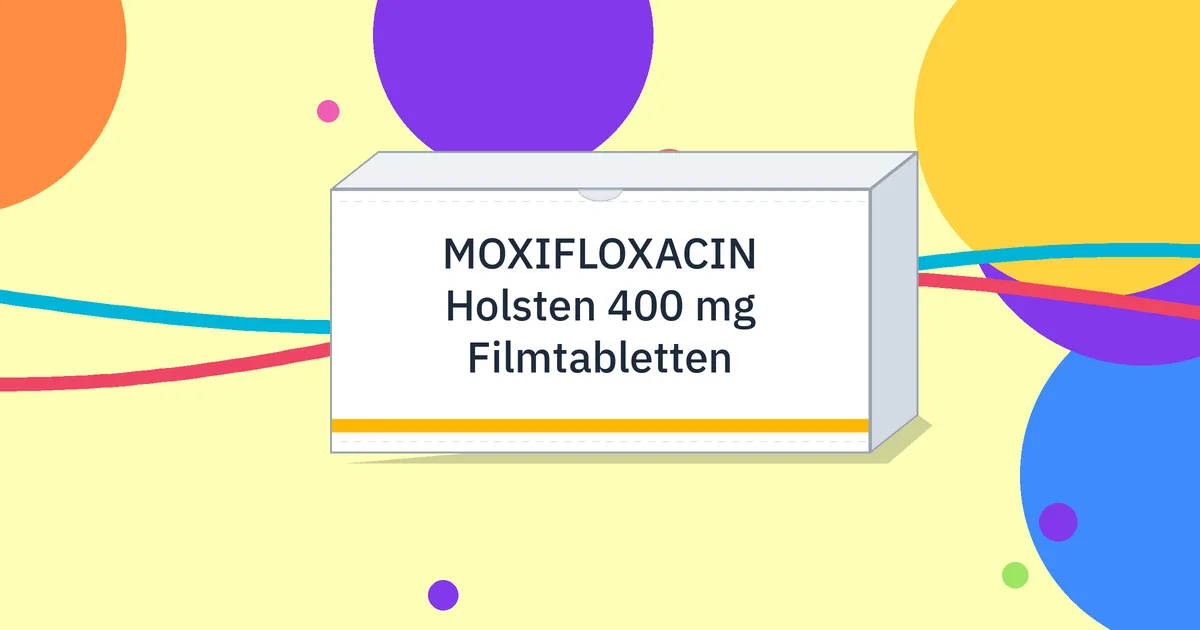 Symbolbild: Packung mit der Aufschrift MOXIFLOXACIN Holsten 400 mg Filmtabletten (PZN 18312728) – Verfügbarkeit und Bezug in Apotheken in Frankfurt am Main