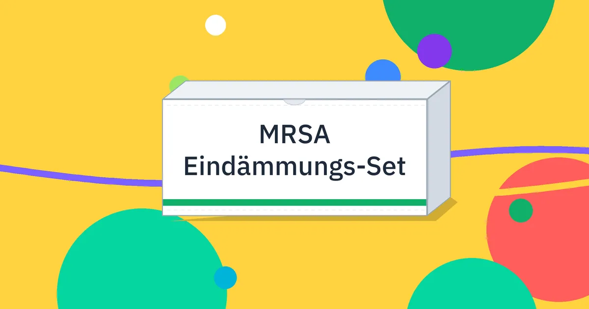 Symbolbild: Packung mit der Aufschrift MRSA Eindämmungs-Set (PZN 16400581) – Verfügbarkeit und Bezug in Apotheken in Frankfurt am Main