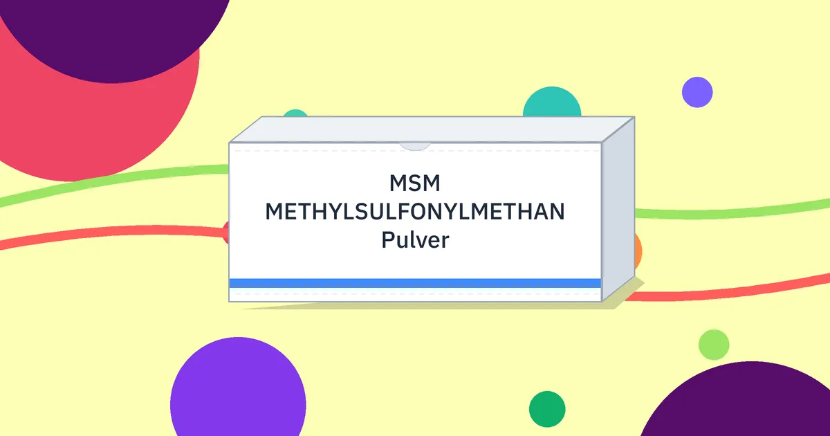 Symbolbild: Packung mit der Aufschrift MSM METHYLSULFONYLMETHAN Pulver (PZN 14439610) – Verfügbarkeit und Bezug in Apotheken in Frankfurt am Main