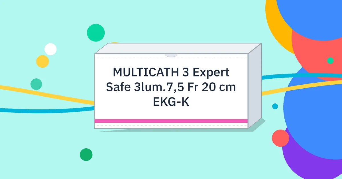 Symbolbild: Packung mit der Aufschrift MULTICATH 3 Expert Safe 3lum.7,5 Fr 20 cm EKG-K (PZN 10354578) – Verfügbarkeit und Bezug in Apotheken in Frankfurt am Main