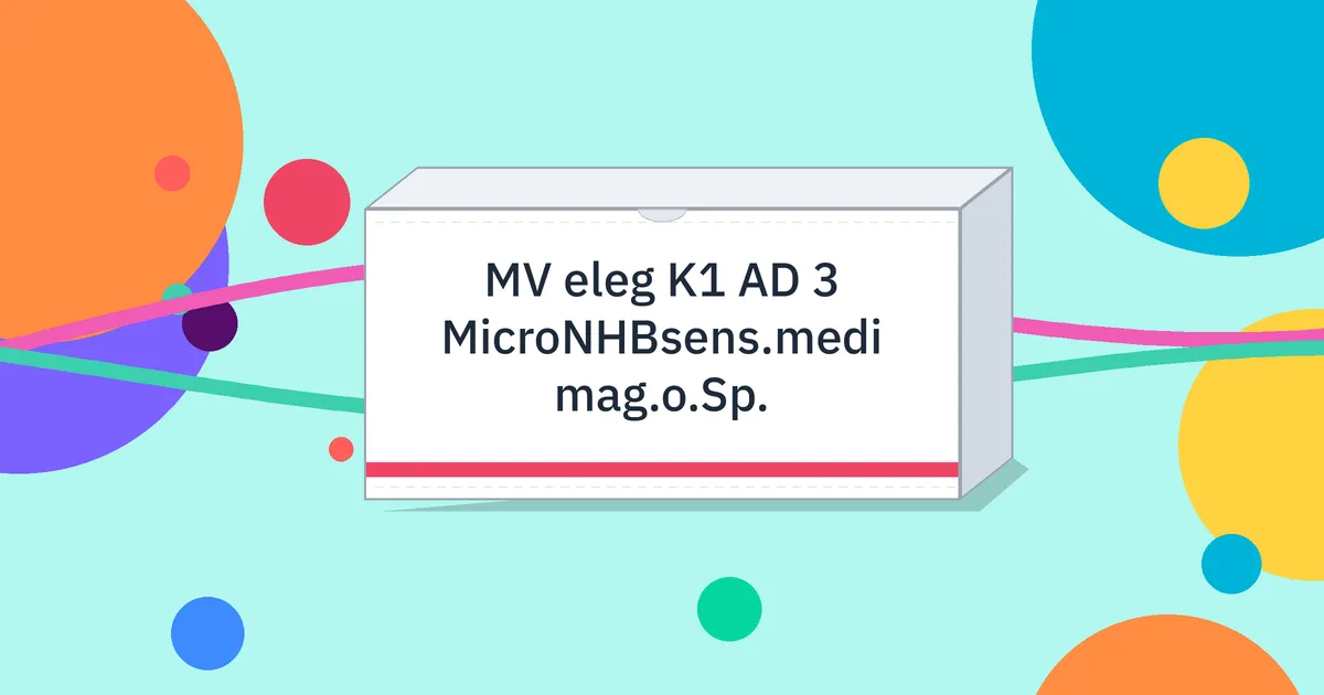 Symbolbild: Packung mit der Aufschrift MV eleg K1 AD 3 MicroNHBsens.medi mag.o.Sp. (PZN 15669453) – Verfügbarkeit und Bezug in Apotheken in Frankfurt am Main