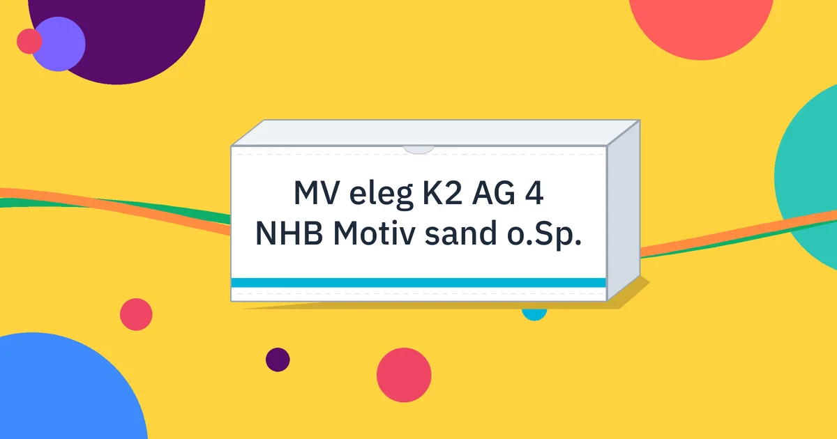 Symbolbild: Packung mit der Aufschrift MV eleg K2 AG 4 NHB Motiv sand o.Sp. (PZN 18929972) – Verfügbarkeit und Bezug in Apotheken in Frankfurt am Main