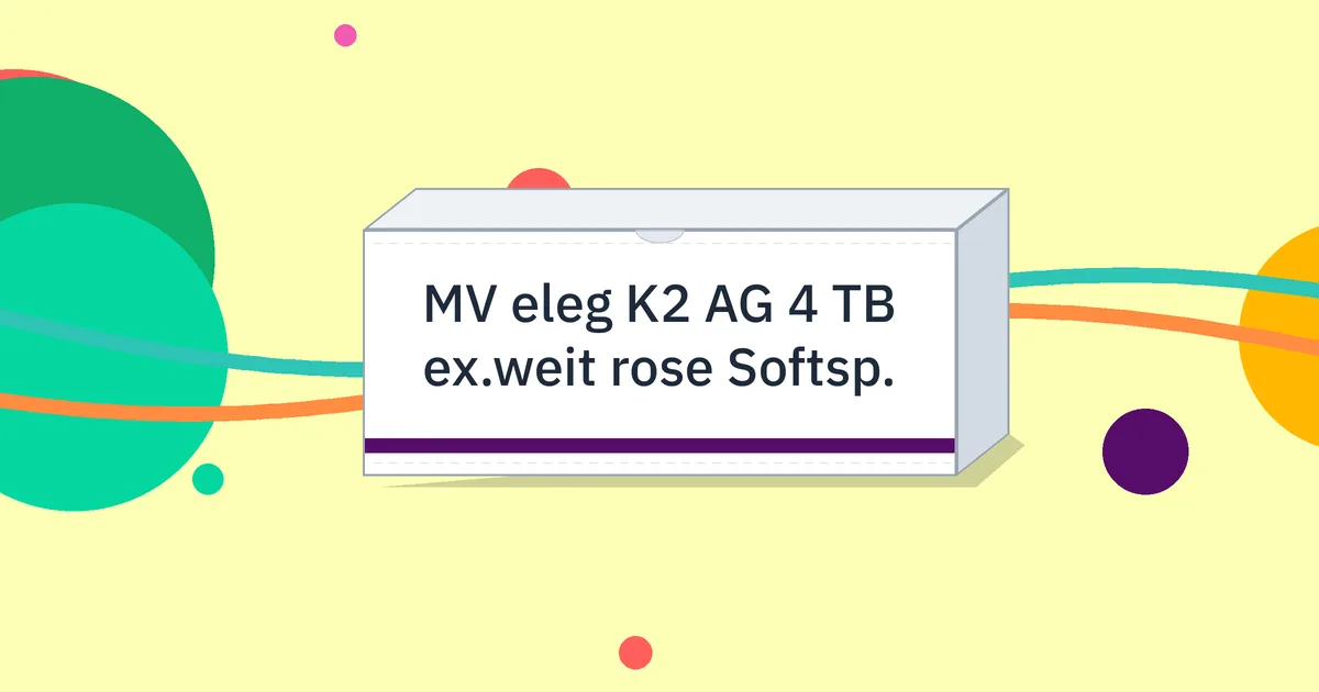 Symbolbild: Packung mit der Aufschrift MV eleg K2 AG 4 TB ex.weit rose Softsp. (PZN 14700089) – Verfügbarkeit und Bezug in Apotheken in Frankfurt am Main