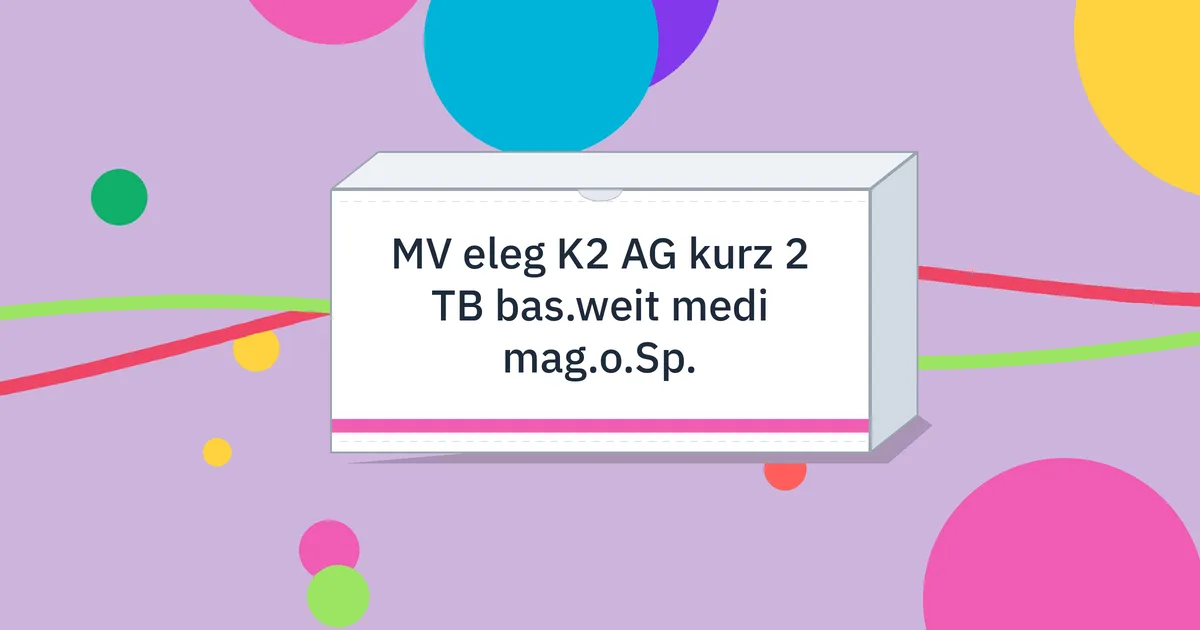 Symbolbild: Packung mit der Aufschrift MV eleg K2 AG kurz 2 TB bas.weit medi mag.o.Sp. (PZN 14638203) – Verfügbarkeit und Bezug in Apotheken in Frankfurt am Main