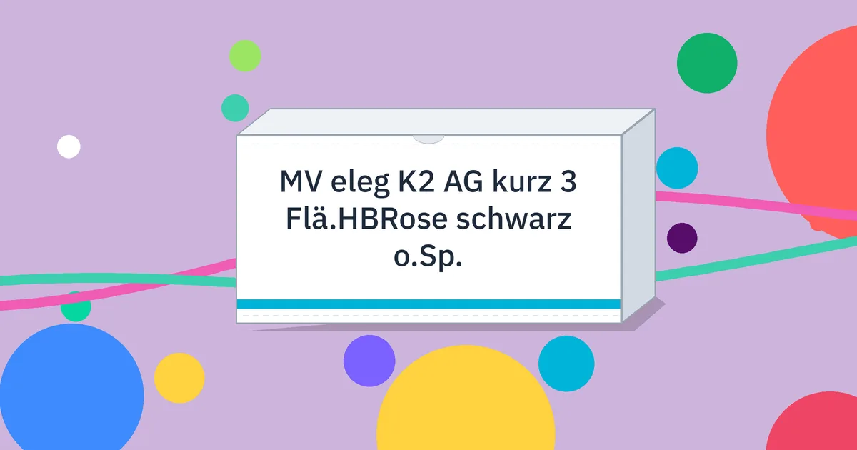 Symbolbild: Packung mit der Aufschrift MV eleg K2 AG kurz 3 Flä.HBRose schwarz o.Sp. (PZN 15705108) – Verfügbarkeit und Bezug in Apotheken in Frankfurt am Main
