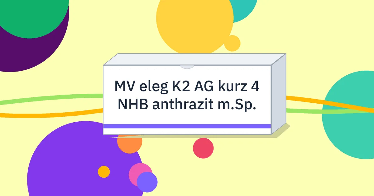 Symbolbild: Packung mit der Aufschrift MV eleg K2 AG kurz 4 NHB anthrazit m.Sp. (PZN 15715704) – Verfügbarkeit und Bezug in Apotheken in Frankfurt am Main