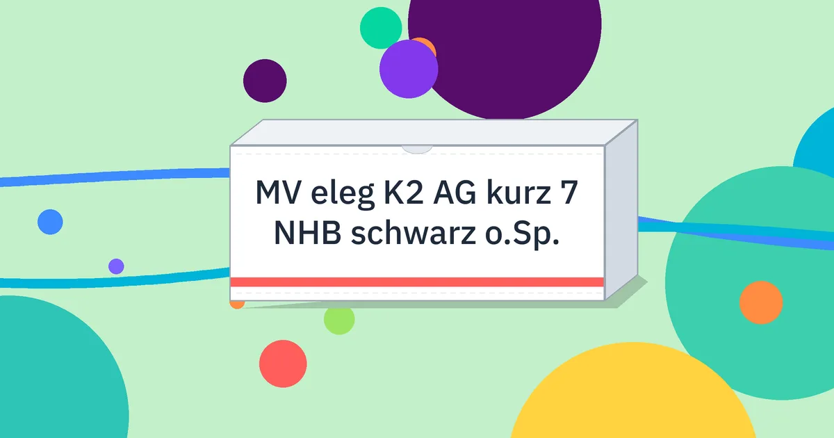 Symbolbild: Packung mit der Aufschrift MV eleg K2 AG kurz 7 NHB schwarz o.Sp. (PZN 15717318) – Verfügbarkeit und Bezug in Apotheken in Frankfurt am Main
