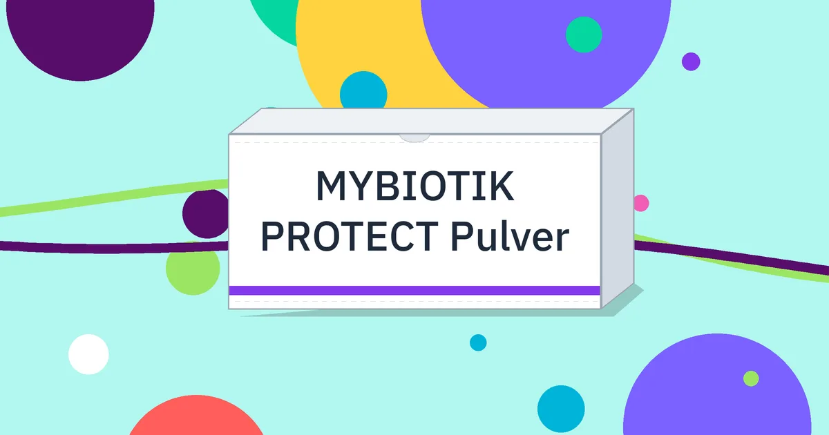 Symbolbild: Packung mit der Aufschrift MYBIOTIK PROTECT Pulver (PZN 15890867) – Verfügbarkeit und Bezug in Apotheken in Frankfurt am Main