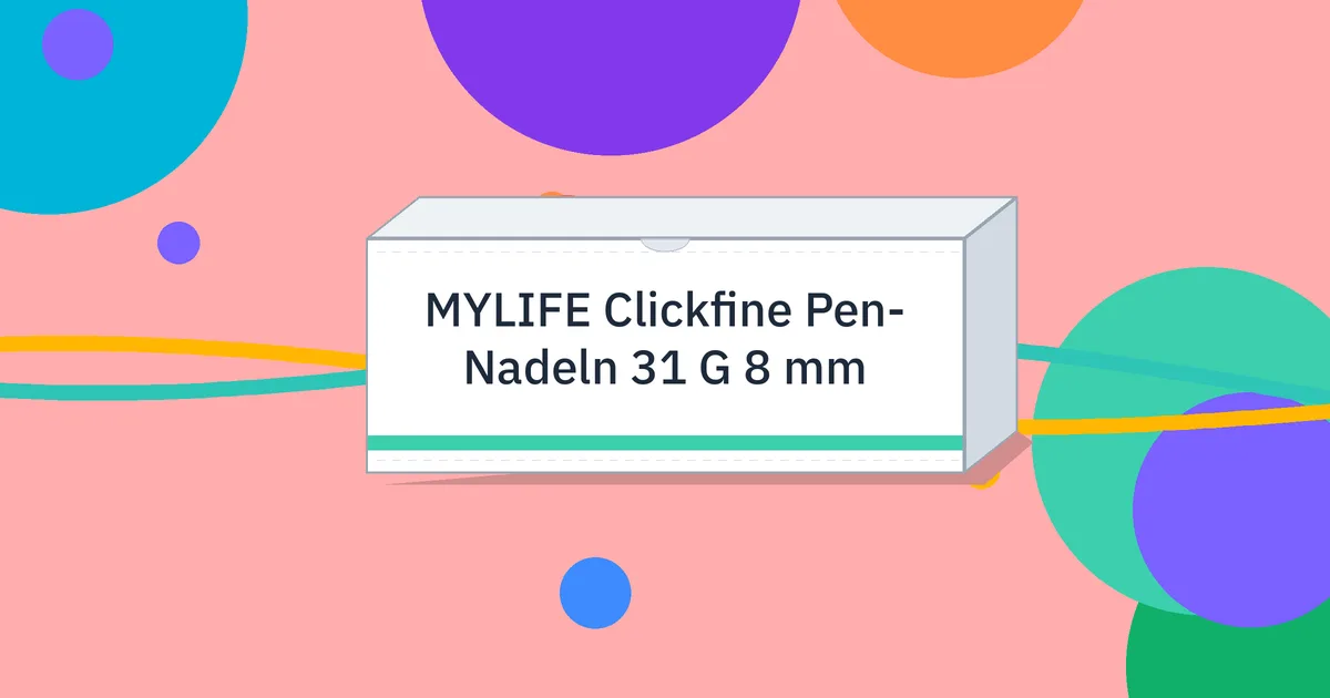Symbolbild: Packung mit der Aufschrift MYLIFE Clickfine Pen-Nadeln 31 G 8 mm (PZN 10224812) – Verfügbarkeit und Bezug in Apotheken in Frankfurt am Main