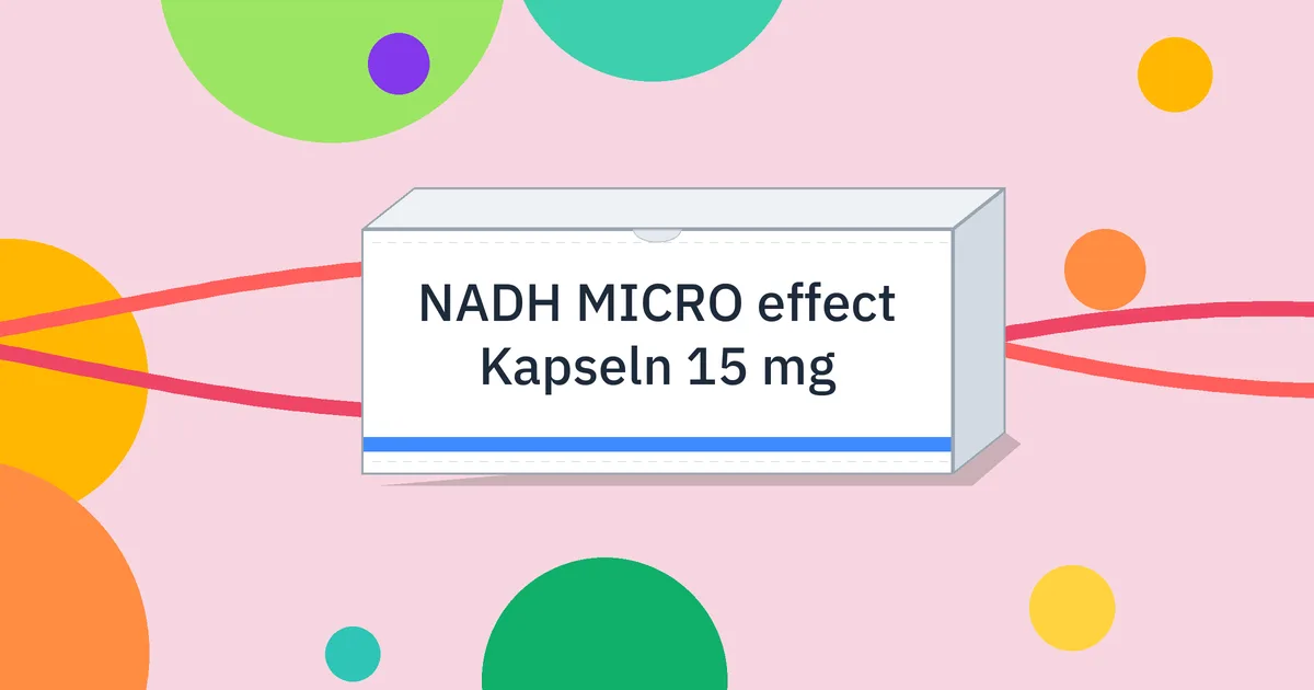 Symbolbild: Packung mit der Aufschrift NADH MICRO effect Kapseln 15 mg (PZN 08405179) – Verfügbarkeit und Bezug in Apotheken in Frankfurt am Main