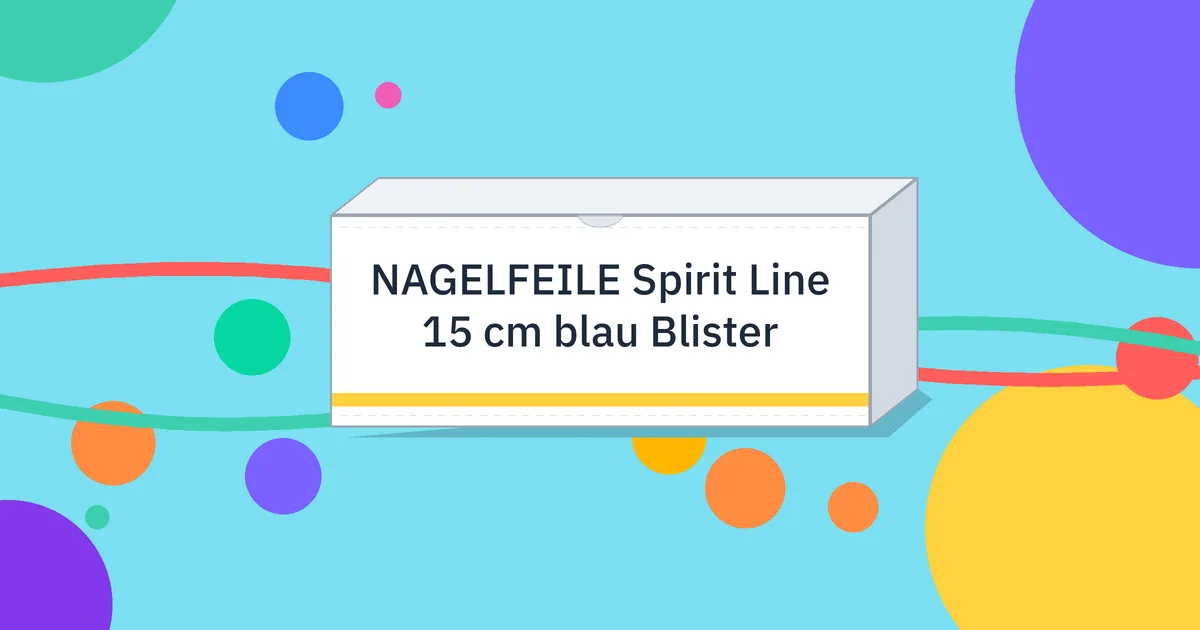Symbolbild: Packung mit der Aufschrift NAGELFEILE Spirit Line 15 cm blau Blister (PZN 01580620) – Verfügbarkeit und Bezug in Apotheken in Frankfurt am Main