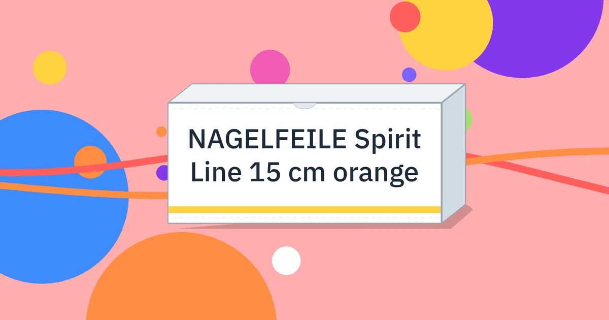 Symbolbild: Packung mit der Aufschrift NAGELFEILE Spirit Line 15 cm orange (PZN 01506948) – Verfügbarkeit und Bezug in Apotheken in Frankfurt am Main