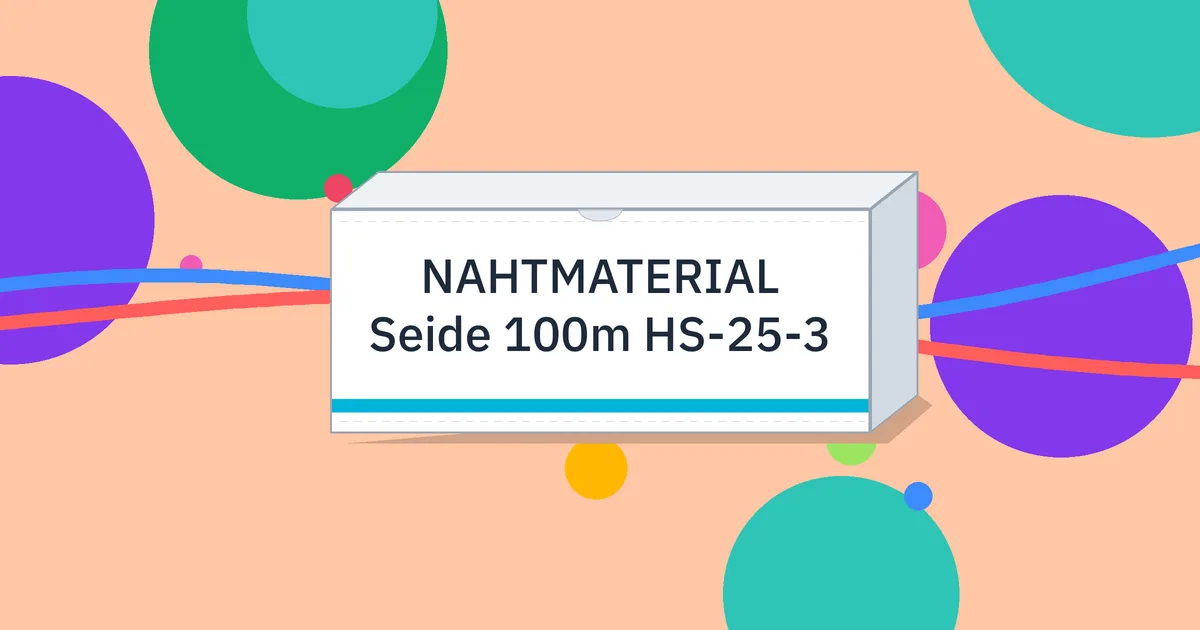 Symbolbild: Packung mit der Aufschrift NAHTMATERIAL Seide 100m HS-25-3 (PZN 04776909) – Verfügbarkeit und Bezug in Apotheken in Frankfurt am Main