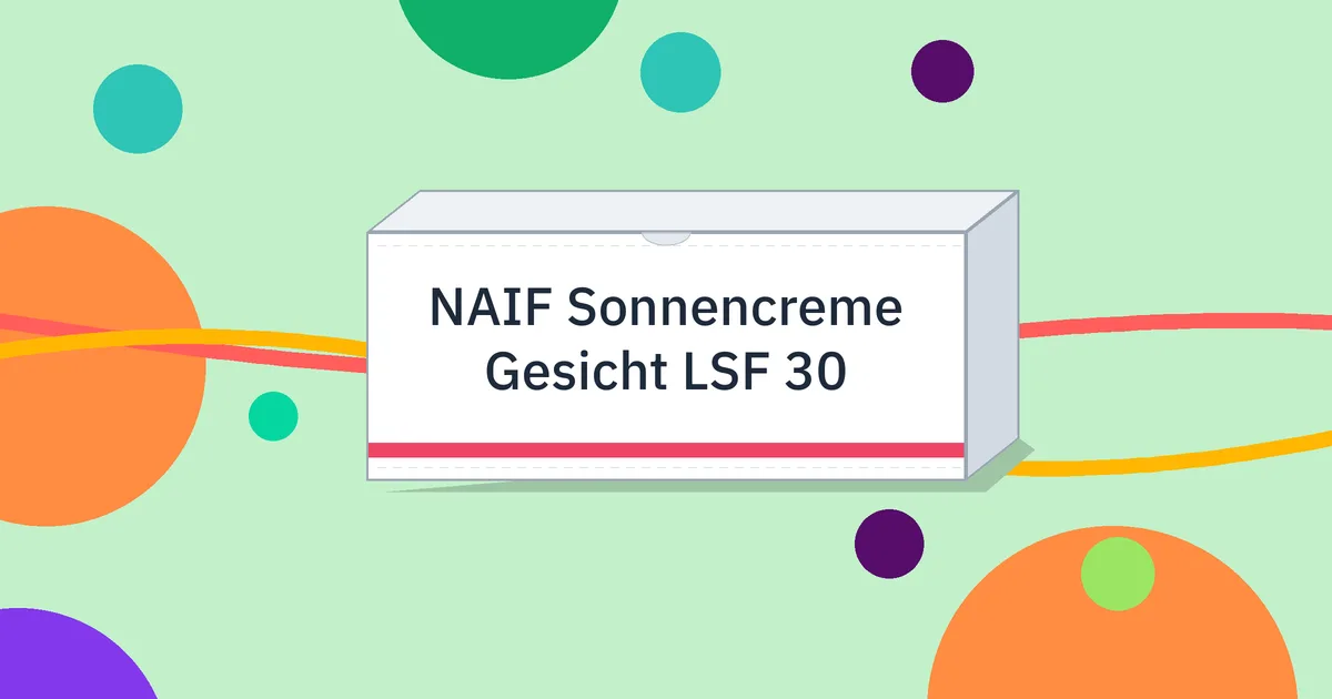 Symbolbild: Packung mit der Aufschrift NAIF Sonnencreme Gesicht LSF 30 (PZN 17376991) – Verfügbarkeit und Bezug in Apotheken in Frankfurt am Main