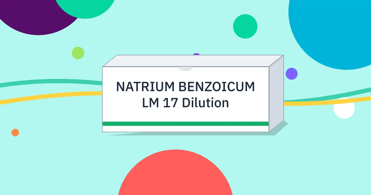 Symbolbild: Packung mit der Aufschrift NATRIUM BENZOICUM LM 17 Dilution (PZN 12959848) – Verfügbarkeit und Bezug in Apotheken in Frankfurt am Main