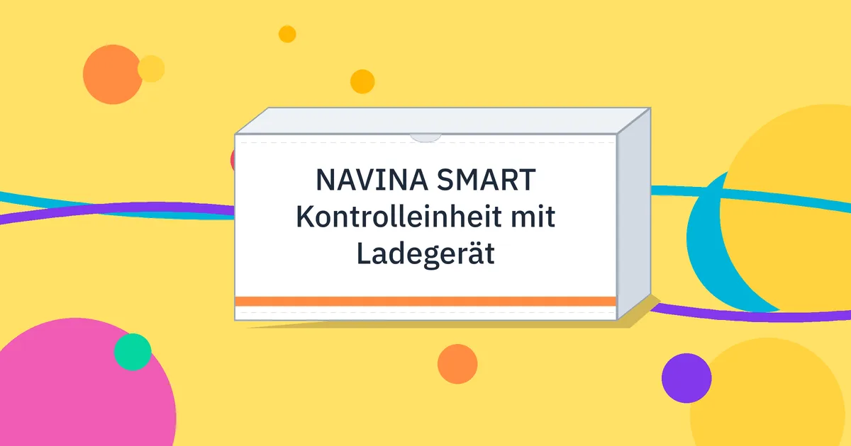 Symbolbild: Packung mit der Aufschrift NAVINA SMART Kontrolleinheit mit Ladegerät (PZN 11870448) – Verfügbarkeit und Bezug in Apotheken in Frankfurt am Main