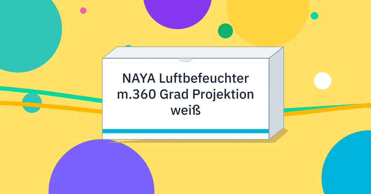 Symbolbild: Packung mit der Aufschrift NAYA Luftbefeuchter m.360 Grad Projektion weiß (PZN 18713717) – Verfügbarkeit und Bezug in Apotheken in Frankfurt am Main