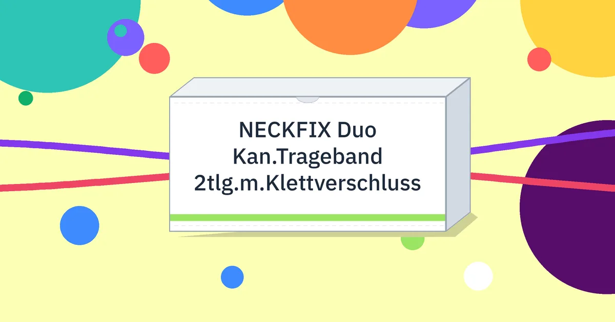 Symbolbild: Packung mit der Aufschrift NECKFIX Duo Kan.Trageband 2tlg.m.Klettverschluss (PZN 05702592) – Verfügbarkeit und Bezug in Apotheken in Frankfurt am Main