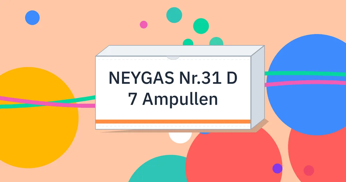 Symbolbild: Packung mit der Aufschrift NEYGAS Nr.31 D 7 Ampullen (PZN 06486759) – Verfügbarkeit und Bezug in Apotheken in Frankfurt am Main